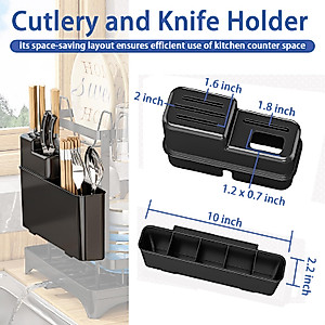 Stoigeld 2-Tier Dish Drying Rack with Utensil Holder,Stainless Steel Dish Rack with Drainboard for Kitchen Counter,Kitchen Organizers and Storage Rack (Black)