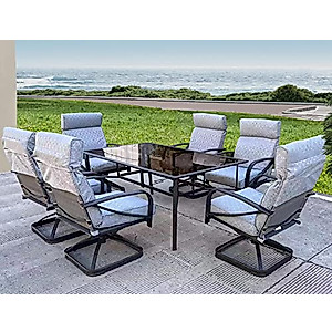 Leaptime Outdoor Furniture Iron Gray Cushion 7-Piece Garden Couch Chair Set