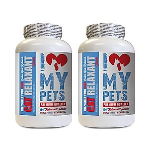 I LOVE MY PETS LLC pet Calming cat - CAT Relaxant - Anxiety Relief & Calmer - Premium Quality Treats - Calming Treats for Cats Anxiety - 180 Treats (2 Bottles)