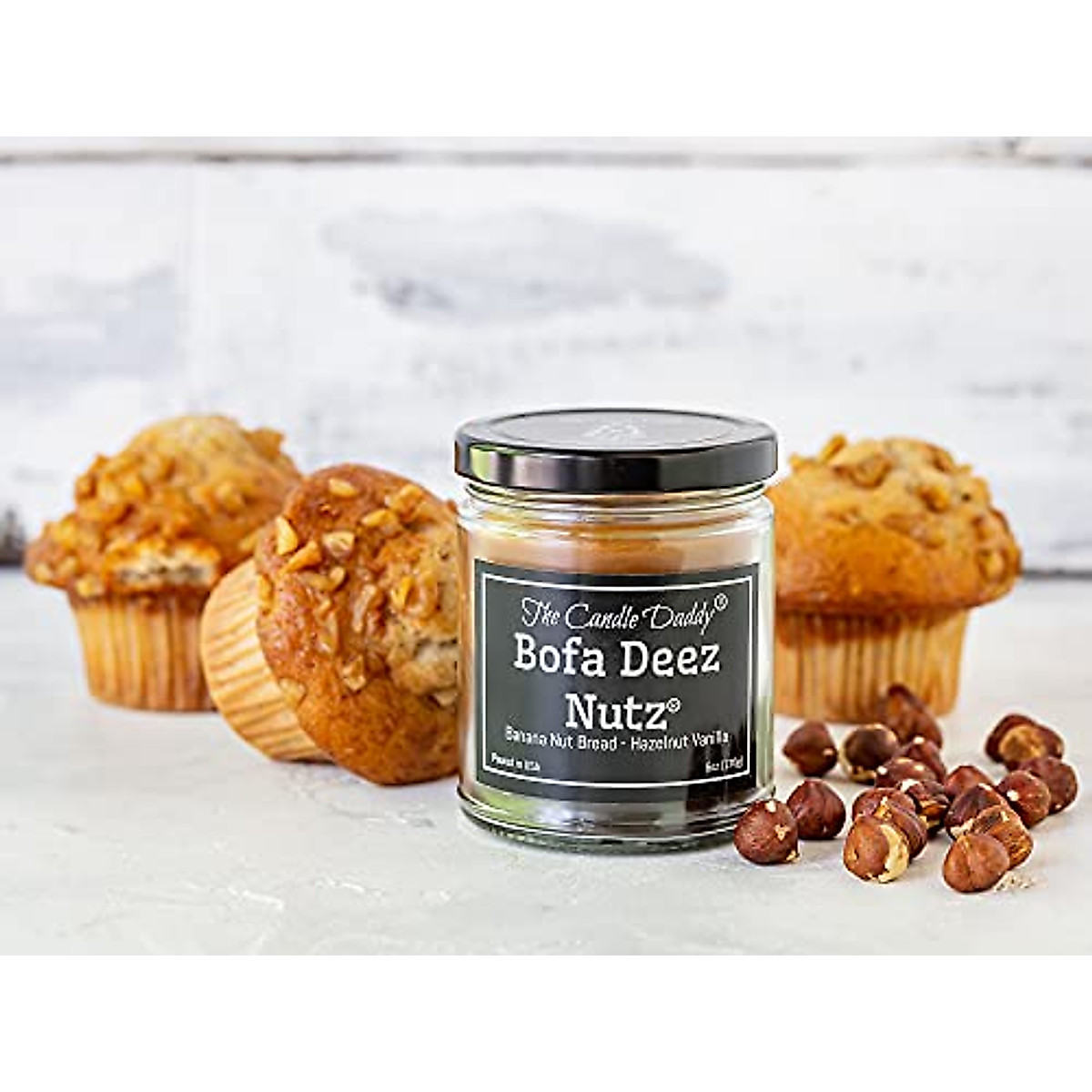 Bofa Deez Nutz- Funny- Banana Nut Bread n Hazelnut Vanilla- Scented Candle- Double Pour- 6 Ounce- 40 Hour Burn Time