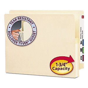 Smead End Tab File Pocket, Reinforced Straight-Cut Tab, 1-3/4" Expansion, Letter Size, Manila, 25 per Box (75114)
