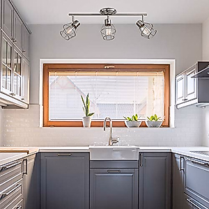 Globe Electric 59701 Cedrick 3-Light Track Lighting, Brushed Nickel, Vintage Edison Bulbs Included