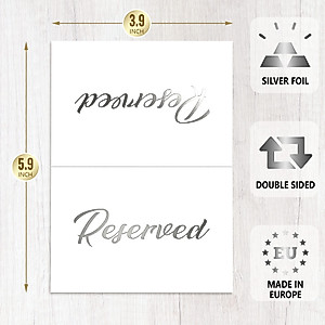 10 Pack Silver Reserved Table Signs for Wedding Party Restaurant - Reserved Signs for Wedding - Double Sided Reserved Table Signs - Silver Reserved Signs for Tables - Silver Tent Reservation Cards