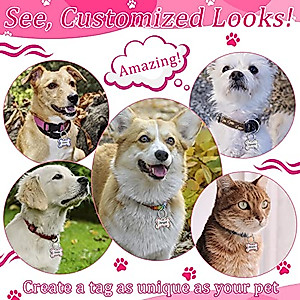 Natiform Engraved Pet Tag for Dogs and Cats, Two Sided Personalized ID Tag, Personalized with 4 Lines of Custom Engraved ID, Cute Glitter Pet Tag(White)