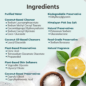 Puracy Body Wash Refill, Natural Body Wash, 98.6% Pure Plant Ingredients, Moisturizing Shower Gel for Women Men Kids, Body Soap for Dry Sensitive Skin Gently Scented with Citrus & Sea Salt, 48 Oz