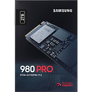 Samsung 980 PRO 2TB PCIe SSD - 7,000 MB/s 4.0 x 4 M.2 NVMe Gen4 Internal Gaming Solid State Drive with V-NAND Technology for Laptops Desktops and Crypto Chia Mining - MZ-V8P2T0B/AM