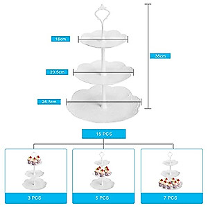 Coitak Plastic Cupcake Stands, 3 Tier Cupcake Stand, Dessert Tower Tray for Tea Party, Baby Shower and Wedding (2 Pack) (Round)