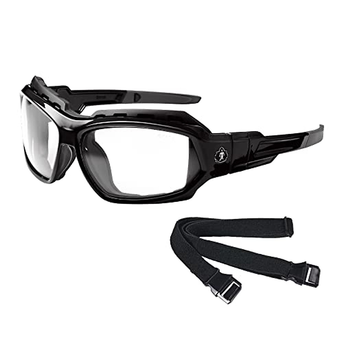 Ergodyne - 56003 Skullerz Loki Convertible Anti-Fog Safety Glasses, Clear Lens- Includes Gasket and Strap to Convert to Goggle Anti-fog Clear Lens, Black Frame