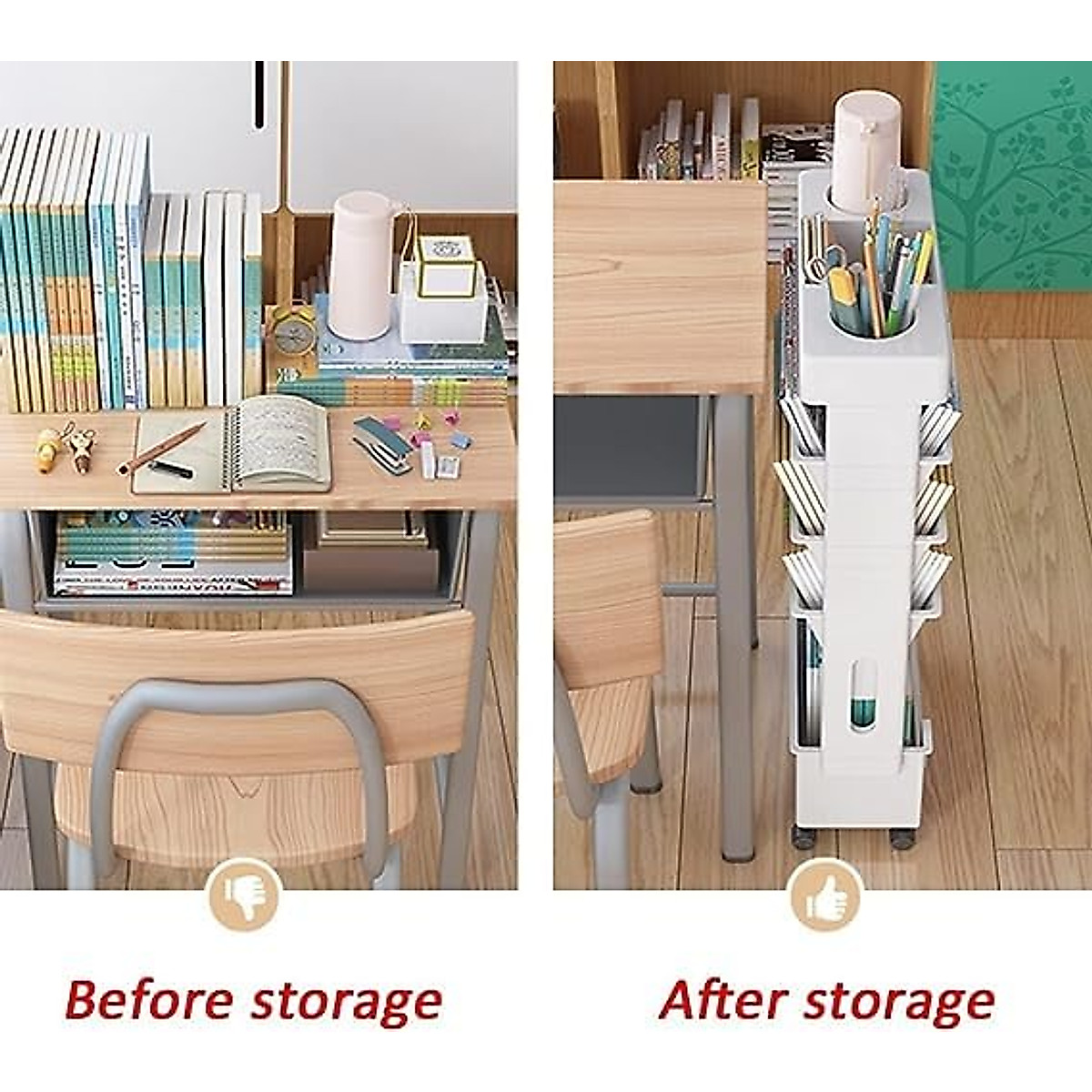 Removable Bookshelf with Wheels, Multi-Functional Large-Capacity Organization Rack, Compact Rotatable and Detachable Rolling Book Cart, Space-Saving Shelf.