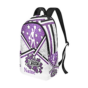 CUXWEOT Personalized Cheerleaders Cheer Purple Color Print Backpack with Name Custom Travel Daypack Bag for Man Woman Gifts