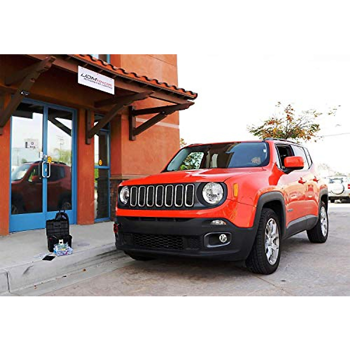 iJDMTOY Red Track Racing Style Tow Hook Ring Compatible With Jeep 2015-up Renegade Latitude, Sport, Limited models (Except Trailhawk), Made of Lightweight Aluminum