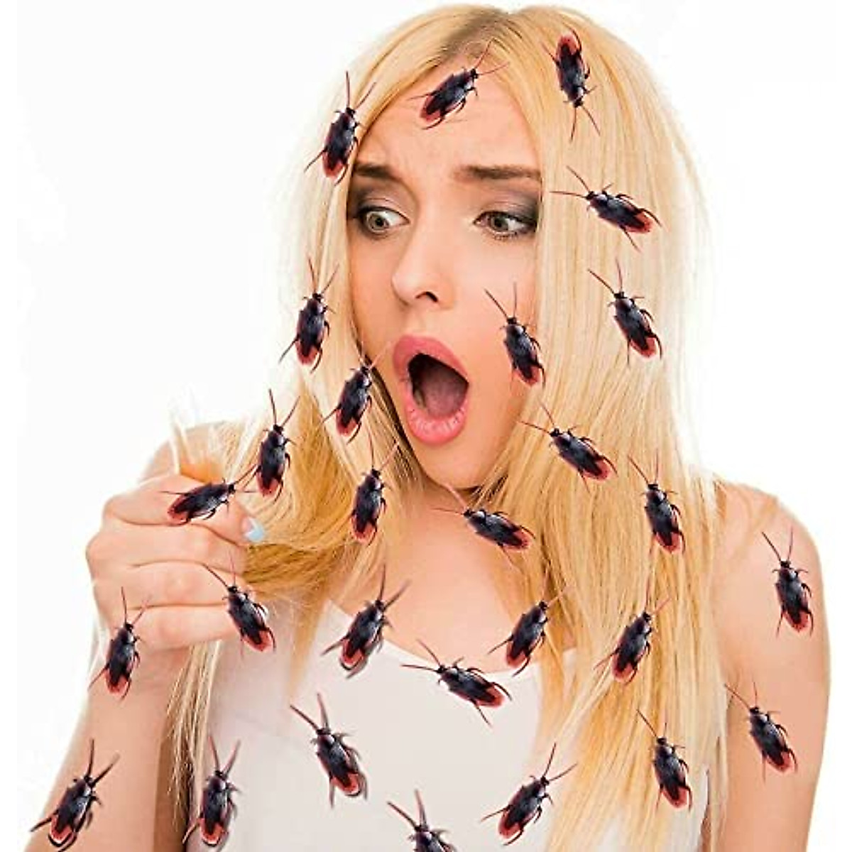 Byatoy Prank Roaches Realistic Plastic Cockroaches, Fake Roaches Prank Prop Joke Toys for Halloween Decorations, Plastic Roaches Halloween, Black Scary Cockroaches Great Party Favors (10 Pack)