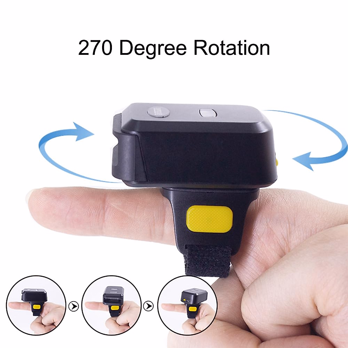 1D Barcode Scanner Portable Finger Handheld Wearable Ring Bar Code Reader BT+2.4G Wireless and Wired Connection with Offline Storage Support for Windows PC Computers Supermarket Library Express