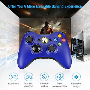 Powerextra Wired Xbox 360 Controller with Upgraded Joystick for PC Windows 7 8 10 - Blue