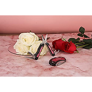 WORKPRO Pink Utility Knife & Multi Tool Set, Folding Box Cutter, Quick Change Blade, 8 in 1 Multi Function Scissor- Portable Pocket Tools for Outdoors, Camping, Fishing, Hiking - Pink Ribbon