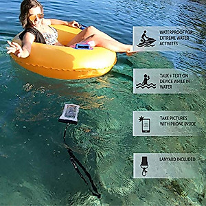 geckobrands Float Phone Dry Bag, Neon Blue - Floating Watertight Dry Bag Phone Pouch, Fits Most iPhone, Samsung Galaxy Models