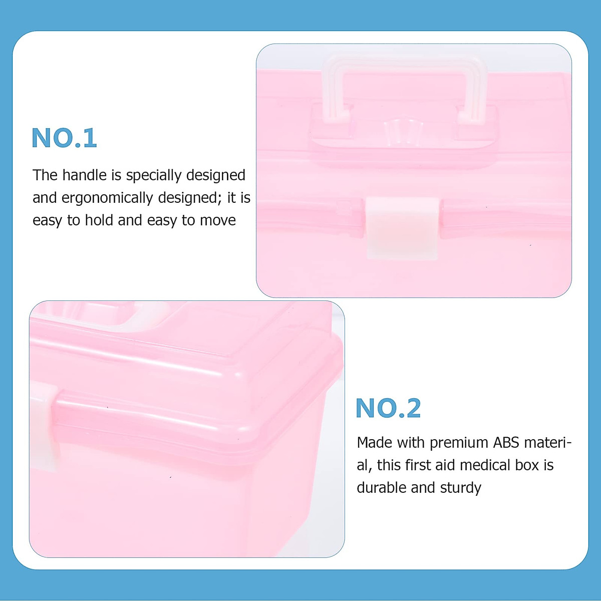 2pcs Capacity Medicine Storage Case Compartment Box Handle Organizer Box Dormitory Multipurpose Storage Crafts Sewing Tools