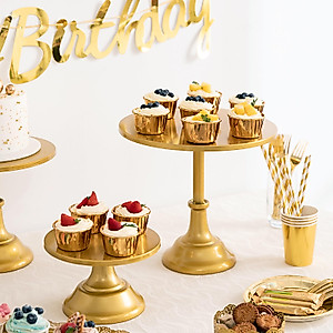 HBlife 3 Pcs Cake Stand, Gold Cake Stand Set Disc Diameter 8" 10" 12", Perfect Dessert Table Display Set, Cupcake&Cake Stands for Party, Wedding, Birthday, Baby Shower, Anniversary (Metal)