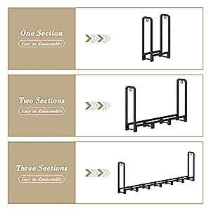 Hokut Firewood Rack Outdoor with Waterproof Cover - Upgraded Heavy Duty 8ft Log Rack Indoor Holder - Adjustable Fire Wood Racks - Black Storage Organizer Stand Tool for Fireplace