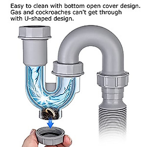 46 Inch Flexible Drainage Pipe Universal Kitchen Sink Drain Pipe Kit Tube S Trap, Bathroom Plumbing P Trap Tubing