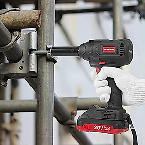 Eastvolt 20V Cordless Impact Wrench, 250Ft-lbs High Torque Brushless Wrench Kit 2600 RPM, Battery Impact Driver with Fast Charger, LED Light, 4 Sockets, Belt Clip and Storage Box