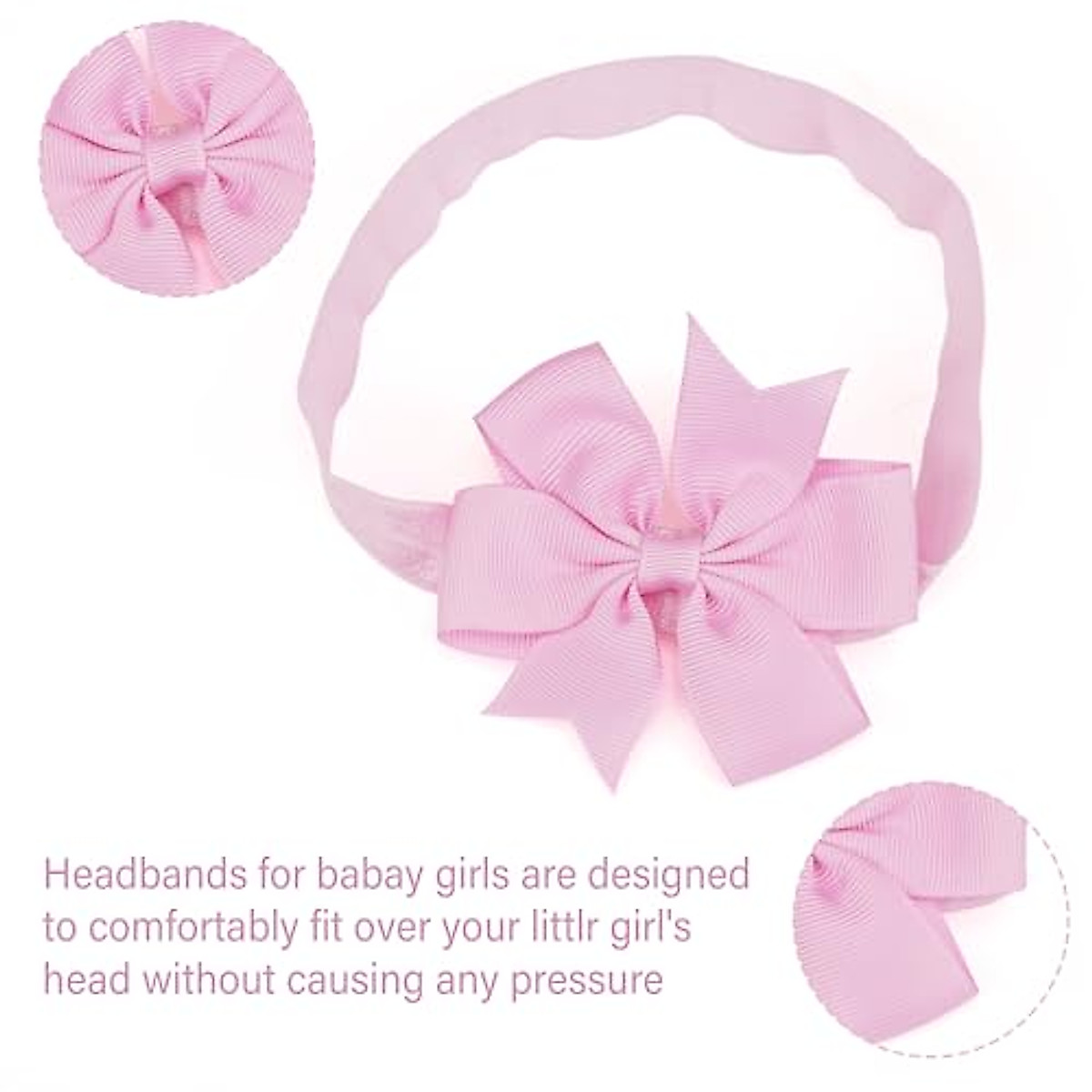 CÉLLOT 40 Colors Baby Girls Headbands 3" Pinwheel Hair Bows Elastic Hair Bands Hair Accessories for Newborn Infants Toddlers