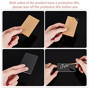 BENECREAT 20PCS 3.5x2 Inch Clear Acrylic Sheet Rectangle Table Place Cards Name Plates for Banquet Wedding Christmas Party Decoration, Office Sign, DIY Project, 3mm Thick