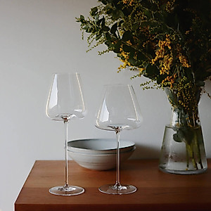 EUNA Red Wine Glasses - Extremely thin White Wine Glasses Burgundy Hand Blown Stemware Crystal Clear Long Stem Large Glassware as Gift (25 oz)