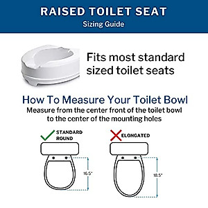 McKesson Raised Toilet Seat with Dual Locks, Fits Most Standard Toilets, 4 in H, 400 lbs Weight Capacity, 1 Count
