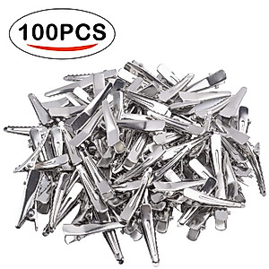 30MM Small Alligator Hair Clips, 100 Pieces Silver Metal Alligator Hair Pins Teeth Bows Crocodile Hair Clips Holders Accessories for Hair Care, Arts & Crafts Projects
