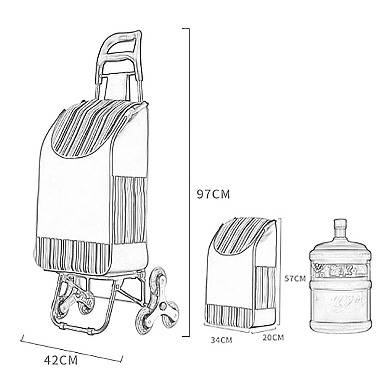 SH-gwtc Shopping Trolley,Foldable Shopping Cart 2 Wheels Climbing Trolly/Waterproof Shopping Bag/Collapsible Push Pull Carts (Color : A)