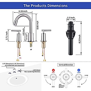 VXV LED Bathroom Faucet Brushed Nickel, 8 Inch Widespread Bathroom Sink Faucets, 2-Handle 3 Hole Bathroom Lavatory Faucet, Basin Mixer Tap Faucet, Drain Assembly Included (LED-BN)