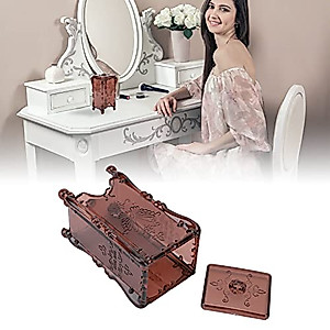 Agatige Cotton Pad Holder, Butterfly Rose Flower Cotton Pad Dispenser with Cover for Home(Translucent Coffee)