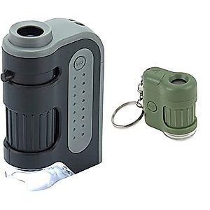Carson MicroMini 20x LED Lighted Pocket Microscope with Built-in UV and LED Flashlight - Green, Large & MicroBrite Plus 60x-120x LED Lighted Pocket Microscope