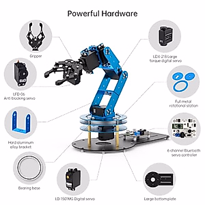 LewanSoul Robotic Arm Kit 6DOF Programming Robot Arm with Handle PC Software and APP Control with Tutorial