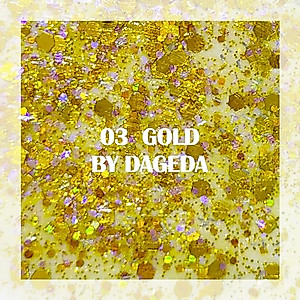 YBUETE Face Body Glitter Stick, Singer Concerts Festival Music Rave Body Glitter, Rotating Mermaid Sequins Chunky Glitter, Holographic Glitter, Waterproof and Long Lasting Sparkling, 03# Gold