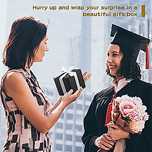80 Pcs 5x5x5" Gift Boxes Paper Mug Box Candle Boxes with Lids Black Boxes for Packaging Small Gift Wrap Boxes Bridesmaid Proposal Box with Ribbons and Glue Point for Wedding Birthday Groomsmen Present