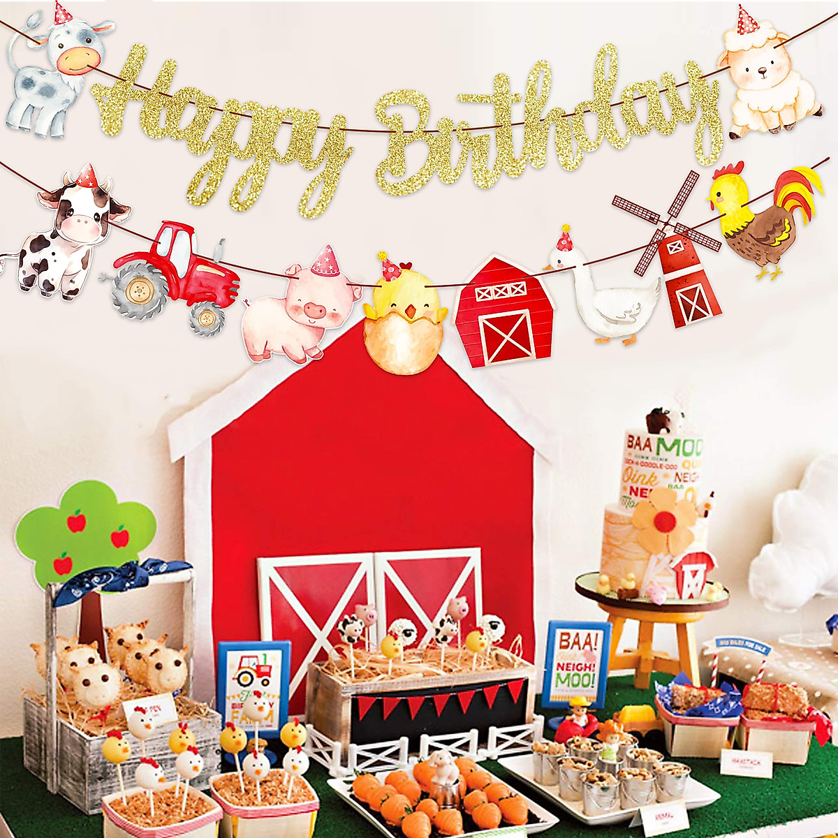 Farm Birthday Party Banners Farm Animal Party Banners Farm Theme Birthday Decorations Barnyard Birthday Party Hanging Decoration for Barn Party Farm Animal Baby Shower Supplies