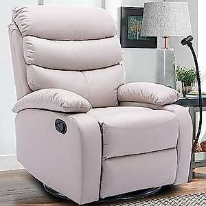 Cooexult Rocker Swivel Recliner Chair, Swivel Recliner Made of Microfiber Fabric, Rocking Recliner Chair for Nursery, Bedroom, Living Room, RV - Beige