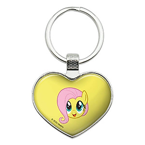 My Little Pony Fluttershy Face Keychain Heart Love Metal Key Chain Ring