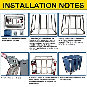 Commercial Laundry Cart,10 Bushel (350L) Large Industrial Rolling Laundry Cart Hamper with 4 Inch Wheels,Heavy Duty Laundry Baskets with Stainless Steel Frame, 260 LBS Weight Capacity