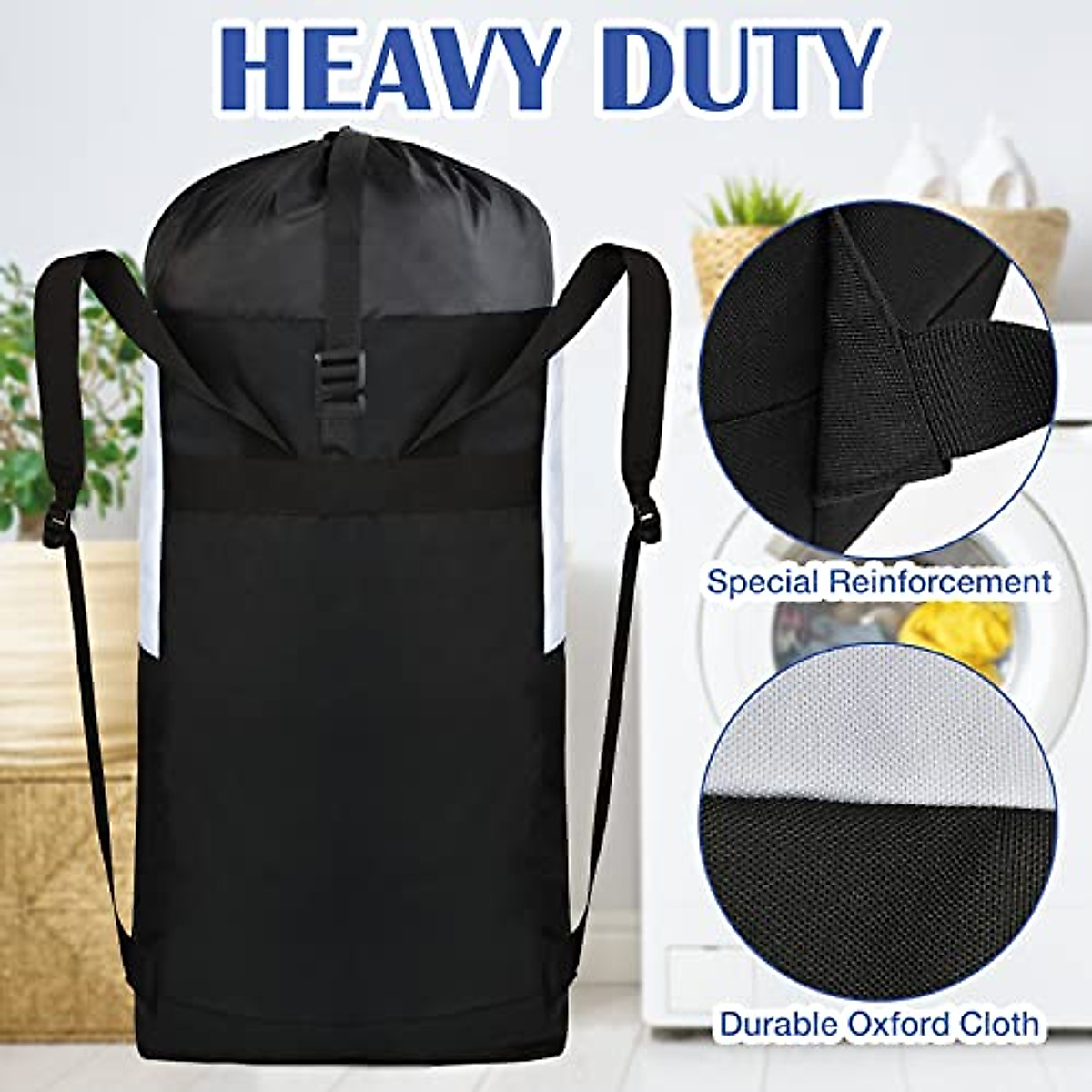 Laundry Backpack, Laundry Bag Backpack Extra Large Heavy Duty, 115L Travel Laundry Bags with Shoulder Straps Dirty Clothes Bag Backpack with Drawstring Closure for Camp College Dorm Laundromat