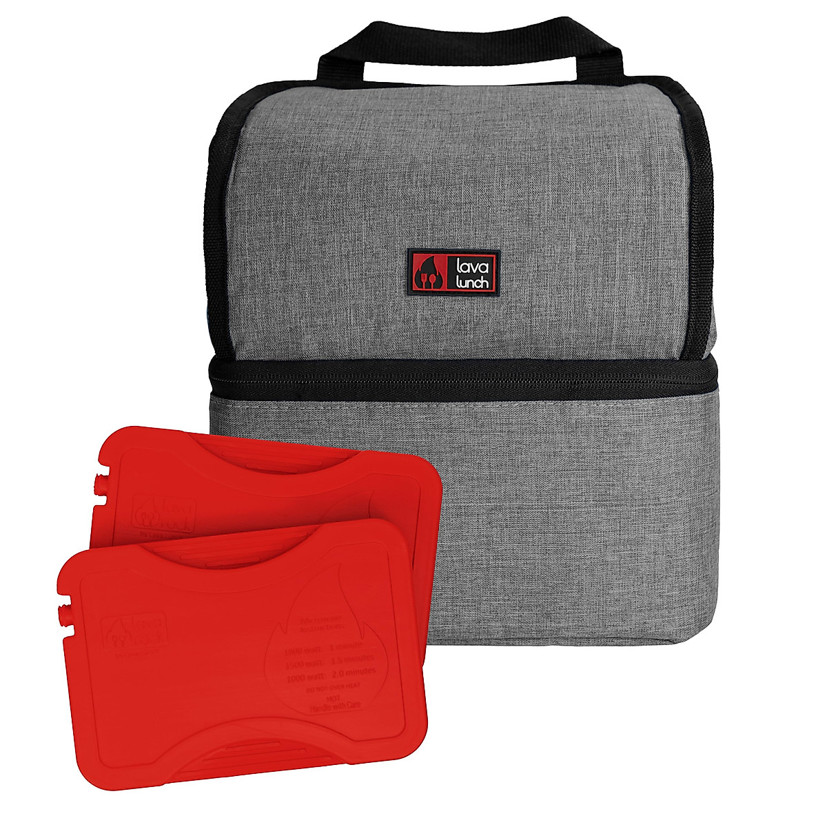 Lava Lunch™️ | Heated Lunch Box with Insulated Cold Compartment | Food Warmer Lunch Bag for Kids & Men & Women (Heather Grey)