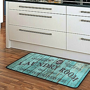 MCHIVER Teal Laundry Room Rug Cushioned Anti-Fatigue Comfort Mat for Engineered Memory Foam Bath Rug for Bathroom Laundry (39" X 20")