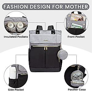 LOVEVOOK Diaper Bag Backpack,Diaper Bag Tote with Insulated Pockets,Baby Bag with Changing Pad,Baby Diaper Bag with Pacifier Case,Fashion Work Backpack for Women