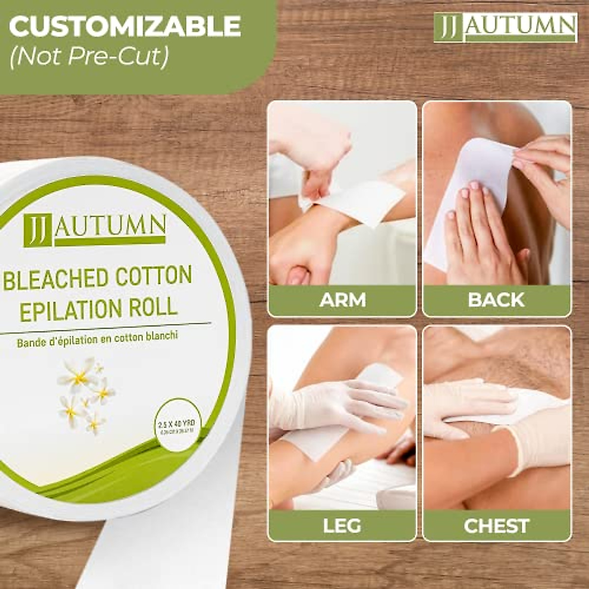 Cotton Wax Strips Roll | Waxing Strips for Face, Body, and Eyebrows | Salon Grade Facial Wax Strips for Hair Removal | No Irritation & Pain | 40-Yard Epilation Wax Strip Roll for Men & Women