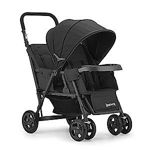 Joovy Caboose Too Sit and Stand Double Stroller Featuring Universal Car Seat Adapter, 3-Way Reclining Seats, Option to Use Rear Seat, Bench Seat, or Standing Platform (Black)