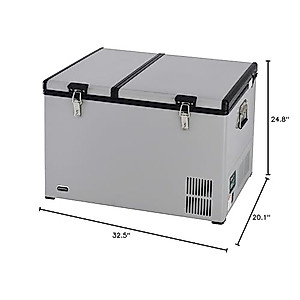 Whynter FM-901DZ Zone Portable Fridge Optional Wheels, AC 110V/ DC 12V Real Freezer for Car, Home, Camping, RV-8°F to 50°F, 90 Quart Dual Zome, Charcoal