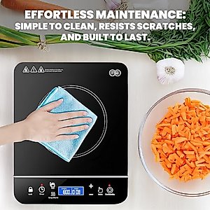 OMEO Portable Induction Cooktop Hot Plate Countertop Burner 1800 Watts Induction Burner with LCD Sensor Touch, LED Display, 10 Temperature Levels, Child Safety Lock, Auto Shutoff Function
