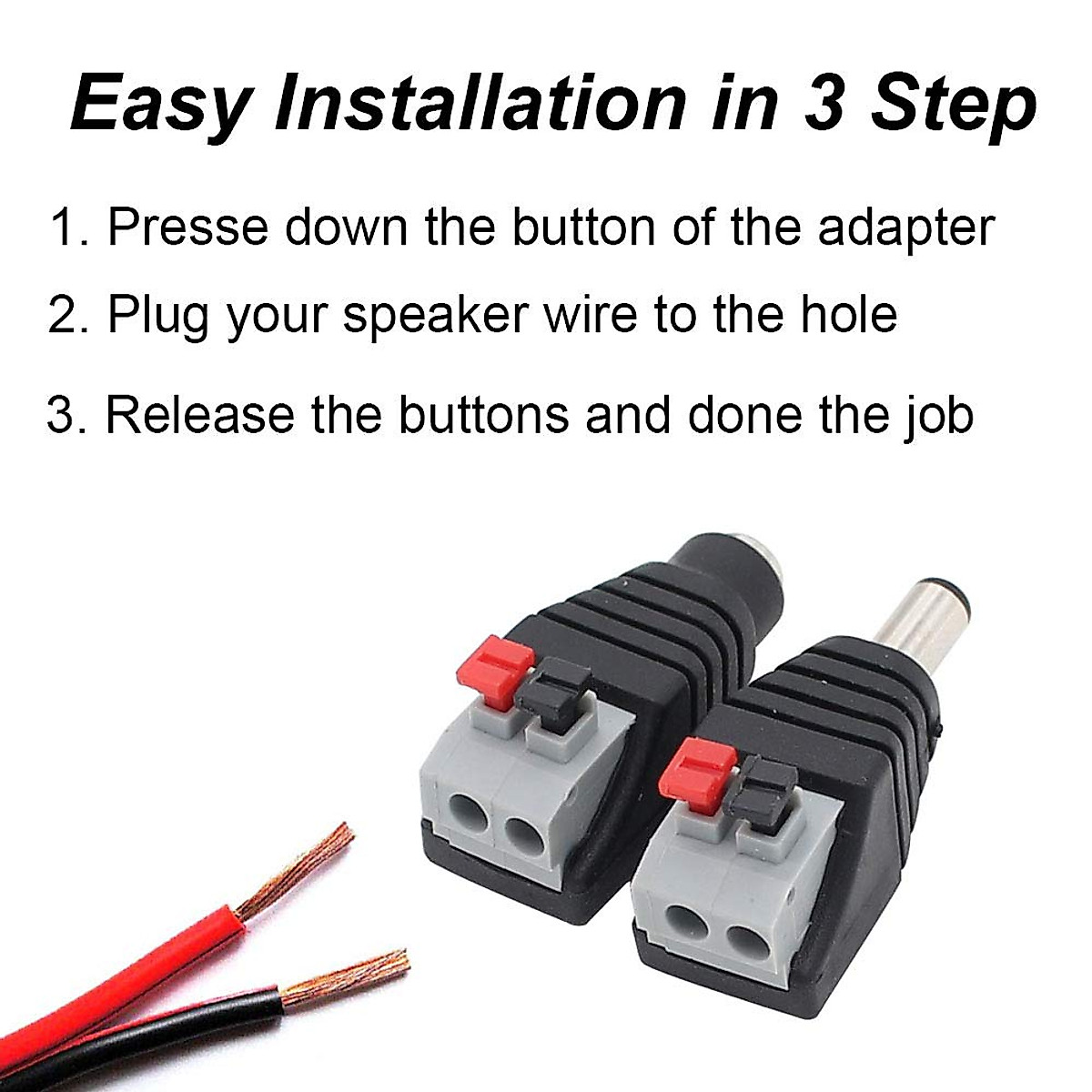 exgoofit DC Power Connector Plug 10 Pairs Male and Female DC Connector 5.5mm x 2.1mm Power Jack Plug Adapter Socket for CCTV Camera and Led Strip